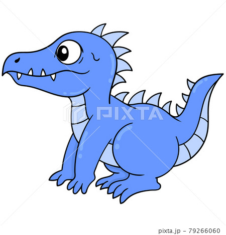 cute blue dinosaur with sharp teeth, doodle...のイラスト素材 [79266060] - PIXTA