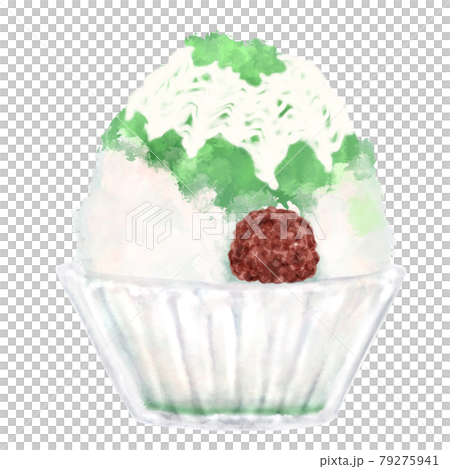 Condensed milk Azuki matcha shaved ice - Stock Illustration [79275941 ...