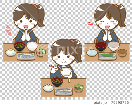Female student eating - Stock Illustration [79298736] - PIXTA