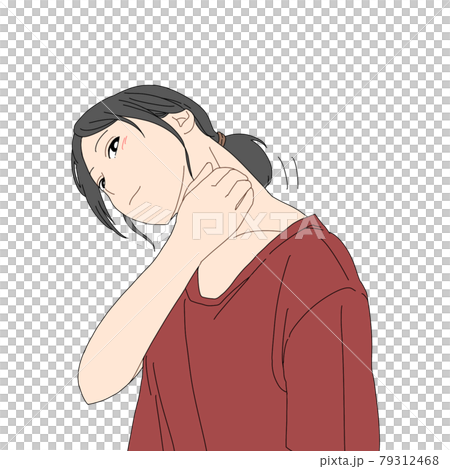 Woman massaging the left nape - Stock Illustration [79312468] - PIXTA