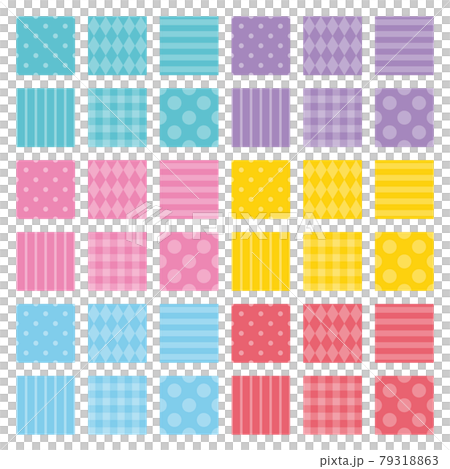Cute simple pattern material 6 color set - Stock Illustration [79318863 ...