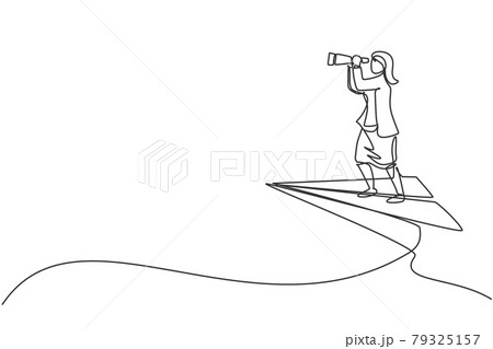 Single one line drawing of young smart business...のイラスト素材 [79325157 ...