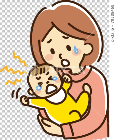 Troublesome face mom hugging a crying baby - Stock Illustration ...