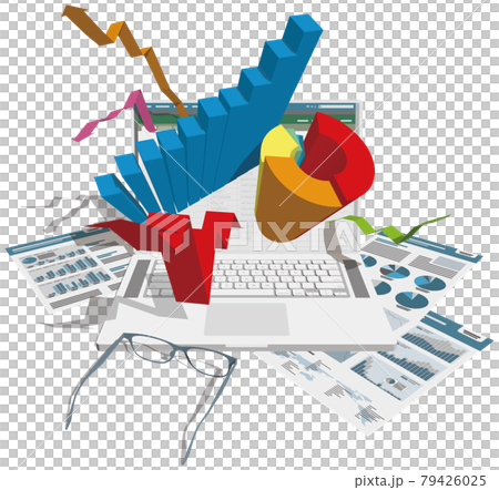 Graph statistics spreadsheet software laptop... - Stock Illustration ...