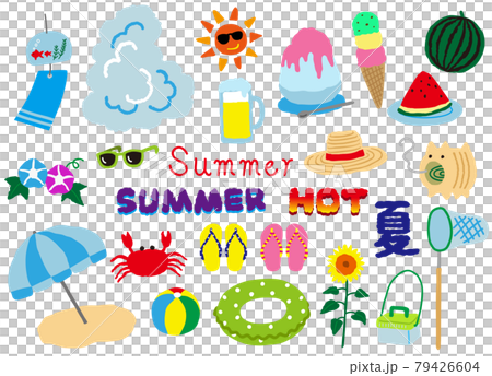 Summer related things and character icon set - Stock Illustration ...