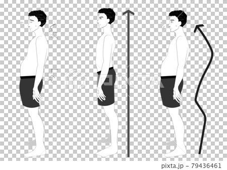 Male illustration set with bad posture and good... - Stock Illustration ...