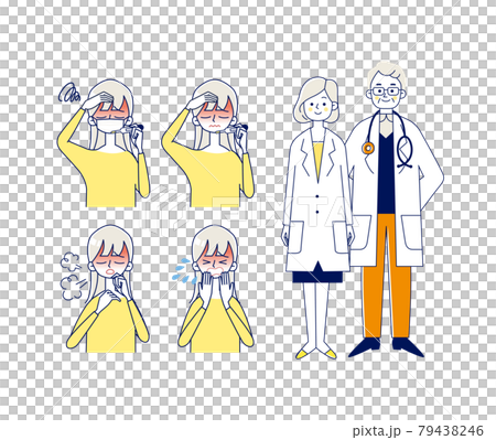 Fever female doctor male and female... - Stock Illustration [79438246 ...