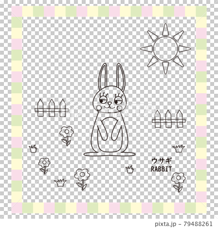 Cute animal series line drawing rabbit - Stock Illustration [79488261 ...