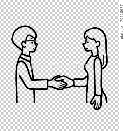 Partnership line drawing illustration to shake... - Stock Illustration ...