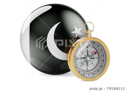 Compass with Pakistani flag. Travel and tourism...のイラスト素材 [79599213 ...