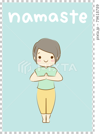 Yoga, Gassho pose, Greeting woman, namaste... - Stock Illustration ...
