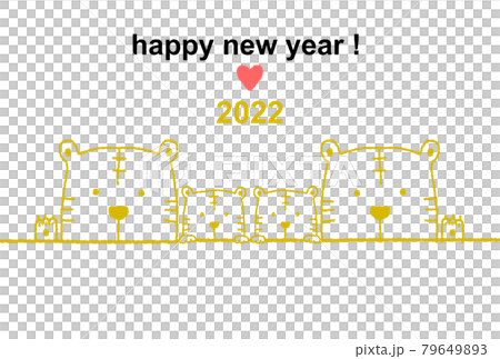 Tora's line drawing face up 4 New Year's cards... - Stock Illustration ...