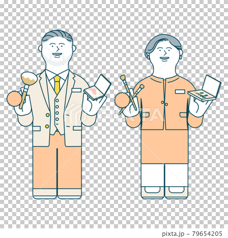 man and woman, makeup artist, calling - Stock Illustration [79654205 ...