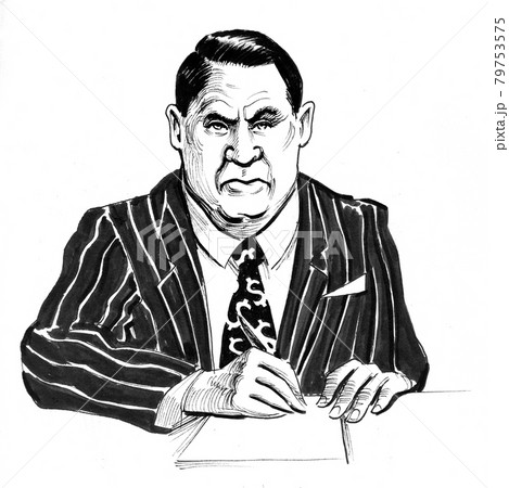 German businessman signing contract. Ink black...のイラスト素材 [79753575] - PIXTA