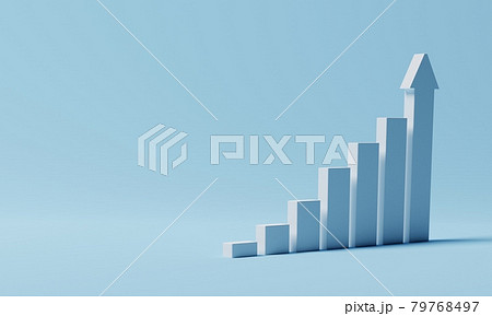 White rising bar chart on blue background with...のイラスト素材 [79768497] - PIXTA
