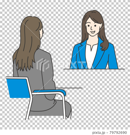 A woman interviewed by a female interviewer - Stock Illustration ...
