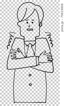 Male businessman trembling in the cold Line... - Stock Illustration ...