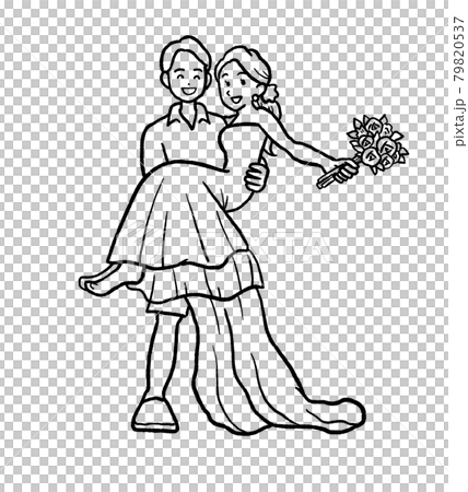 Line drawing illustration of the bride and... - Stock Illustration ...