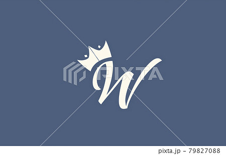 yellow blue hand written W alphabet letter logo...のイラスト素材 [79827088 ...