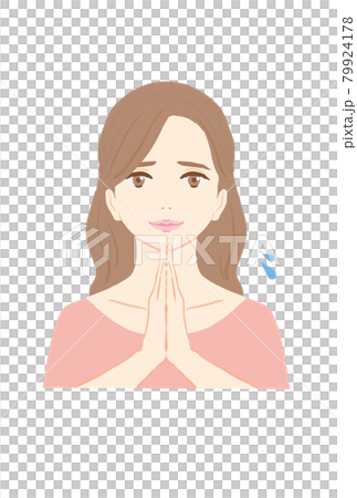 Illustration of a young woman making a request - Stock Illustration ...