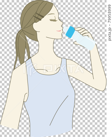 Illustration of a woman hydrating - Stock Illustration [79958999] - PIXTA