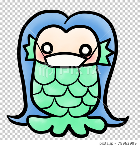 Simple and cute Amabie (with mask) - Stock Illustration [79962999] - PIXTA