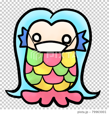 Simple and cute Amabie (with mask) - Stock Illustration [79963001] - PIXTA