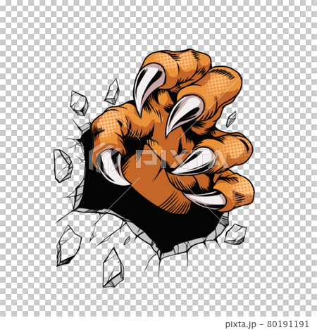 Monster's hand breaking through the wall - Stock Illustration [80191191 ...