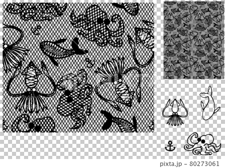 Sea lace octopus fish pattern - Stock Illustration [80273061] - PIXTA