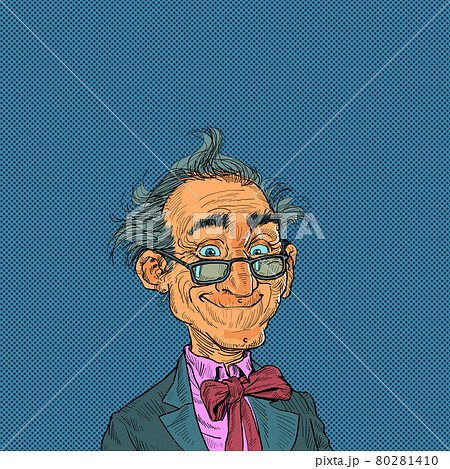 an old man in a suit with a bow tie, a hipster manのイラスト素材 [80281410 ...