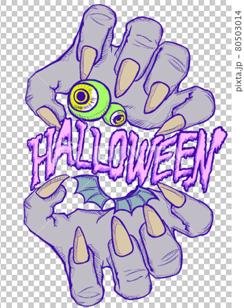 Halloween logo and monster hands - Stock Illustration [80503014] - PIXTA