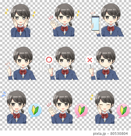 Female student bust-up illustration various... - Stock Illustration ...