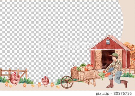 Organic agriculture farm frame watercolor - Stock Illustration ...