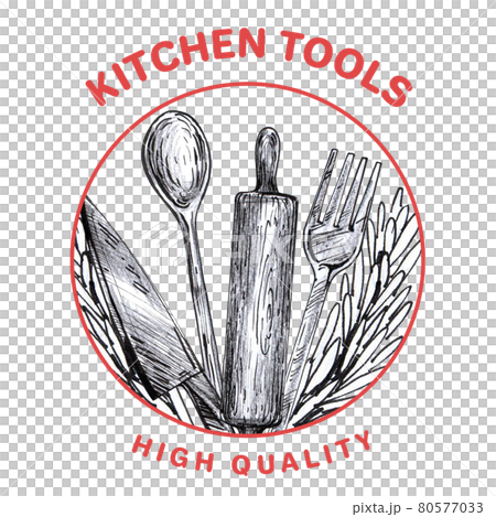 Kitchen tools logo line art - Stock Illustration [80577033] - PIXTA