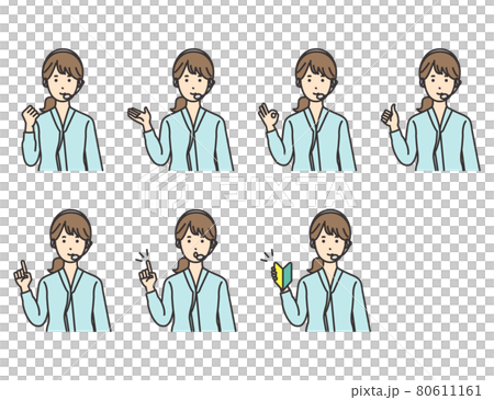 Female operator pose set - Stock Illustration [80611161] - PIXTA