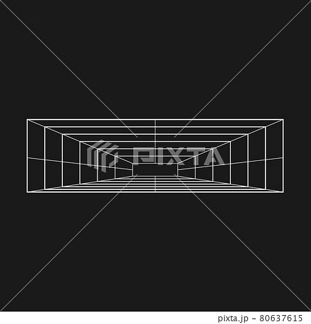 Retrofuturistic perspective rectangular tunnel....のイラスト素材 [80637615] - PIXTA