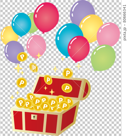 Treasure chest with balloons - Stock Illustration [80666341] - PIXTA