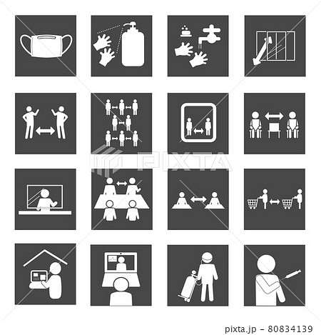 Infection control pictogram Black square frameのイラスト素材 [80834139] - PIXTA