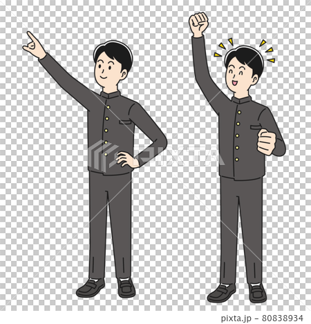 High school boys pointing and guts pose - Stock Illustration [80838934 ...