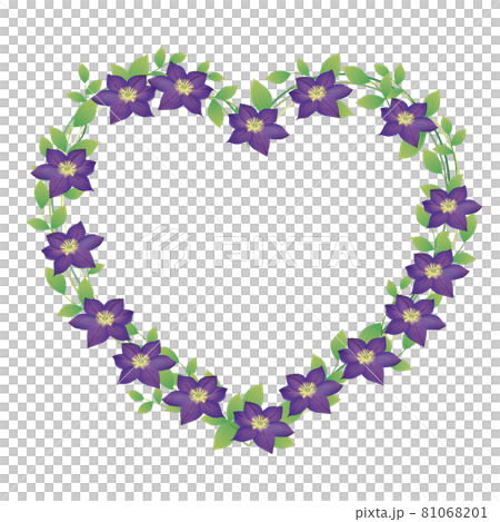 Clematis flower heart-shaped frame - Stock Illustration [81068201] - PIXTA