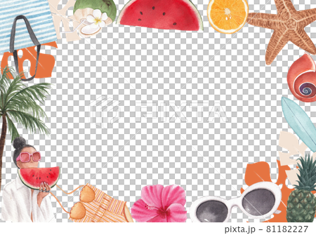 Summer vibe frame watercolor - Stock Illustration [81182227] - PIXTA