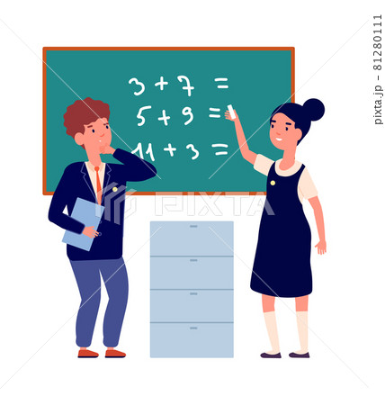 Cartoon Girl Math Teacher