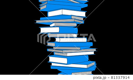 Stack of blue books isolated on black background.のイラスト素材 [81337914] - PIXTA