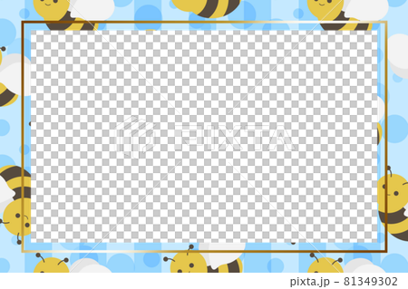 Bee frame rectangular blue - Stock Illustration [81349302] - PIXTA