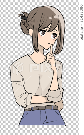 Anime Girl Thinking Drawing