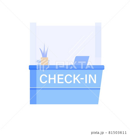 Flat cartoon airport check in counter,tourism...のイラスト素材 [81503611] - PIXTA