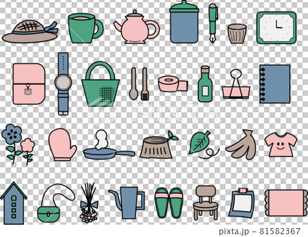 Colorful miscellaneous goods set - Stock Illustration [81582367] - PIXTA