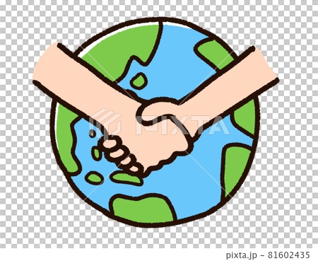 Hands shaking hands with the earth - Stock Illustration [81602435] - PIXTA