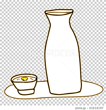 Line drawing illustration of Tsukimi sake (the... - Stock Illustration ...