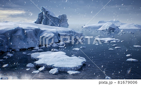 Huge high glaciers in winter natural...のイラスト素材 [81679006] - PIXTA